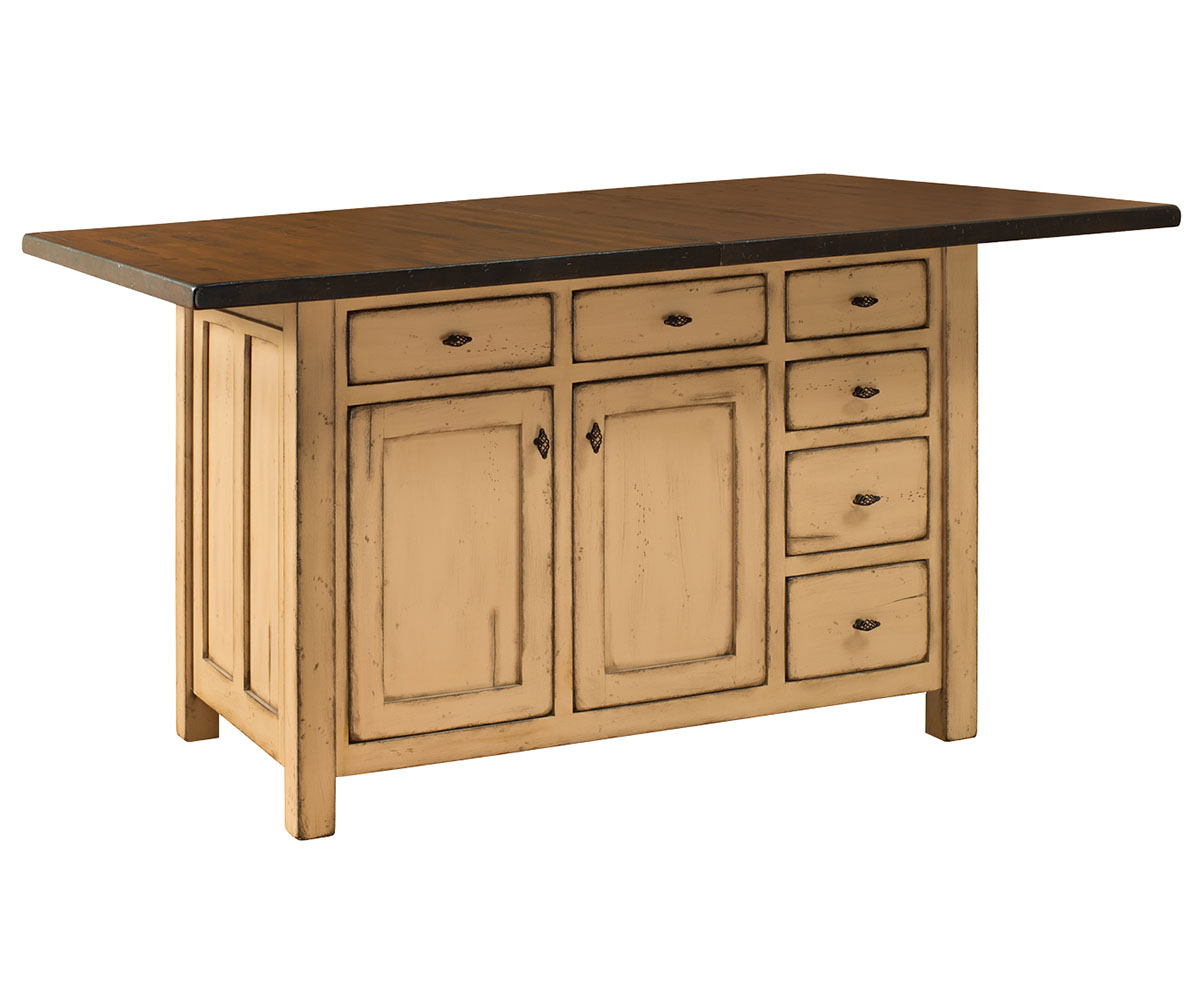 Ancient Mission Island With Self Storing Leaves - Stone's Furniture