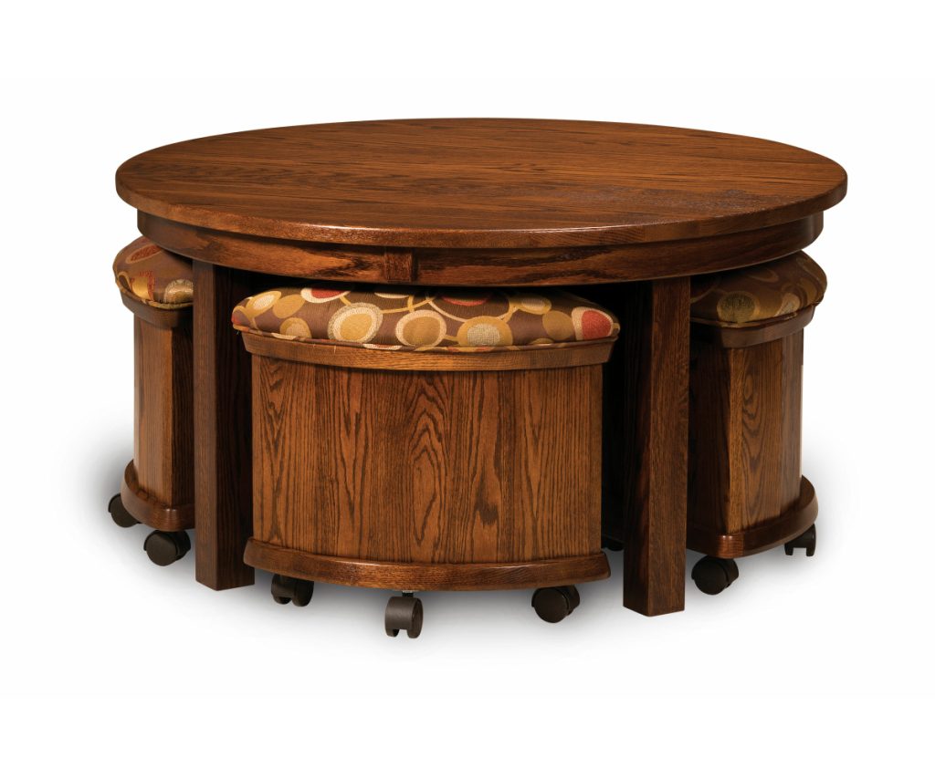 5 Piece Round Table Bench Set with Storage Benches - Stone's Furniture